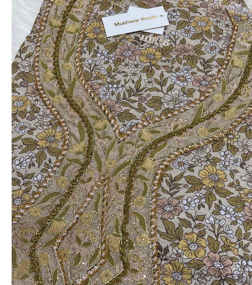 Abstract Floral Stonework Mukhawar Design - The Princess Choice