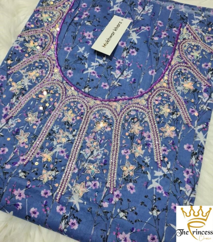 Abstract Floral Stonework Mukhawar Design - The Princess Choice